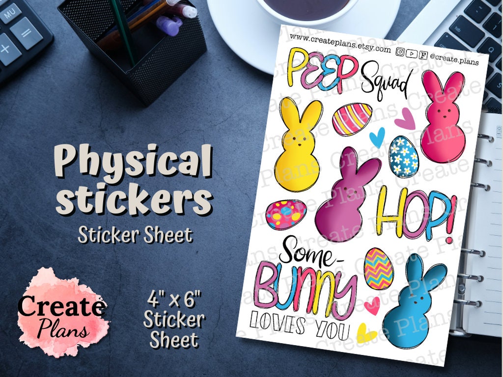 Peeps Sticker Sheet Planner Stickers, Bunnies and Chicks Stickers ...