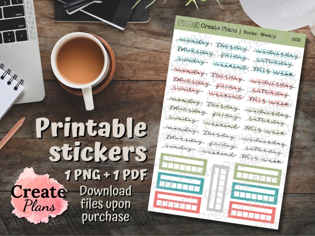 Weekly Sticker Sheet Planner Stickers Stationary Papercraft Decoration ...