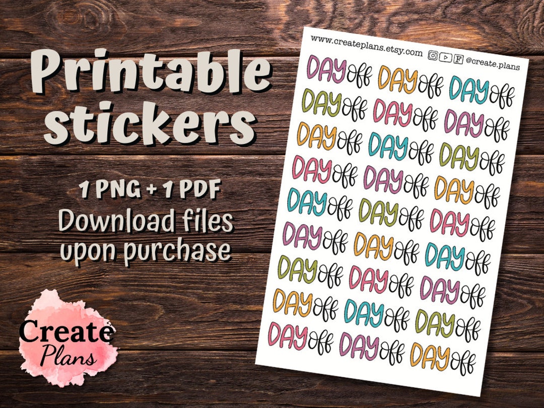 Day off Sticker Sheet | Functional Stickers for Happy Planner, Passion ...