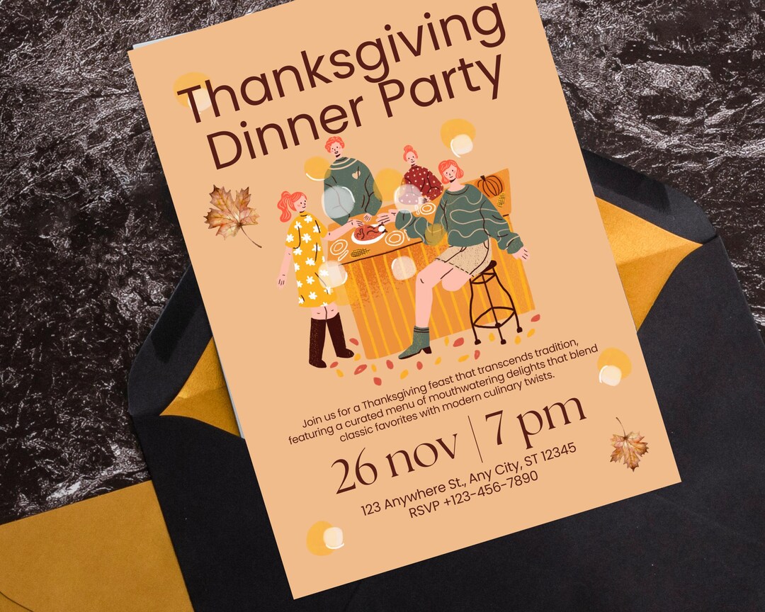 Editable Thanksgiving Dinner Invitation, Let's Give Thanks Invitation ...
