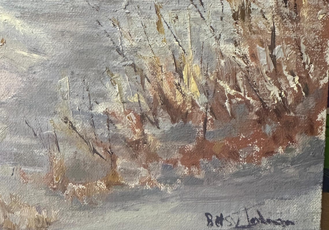 Snowy Spring Day Oil Painting Small Artwork Fine Art Piece. Winter ...