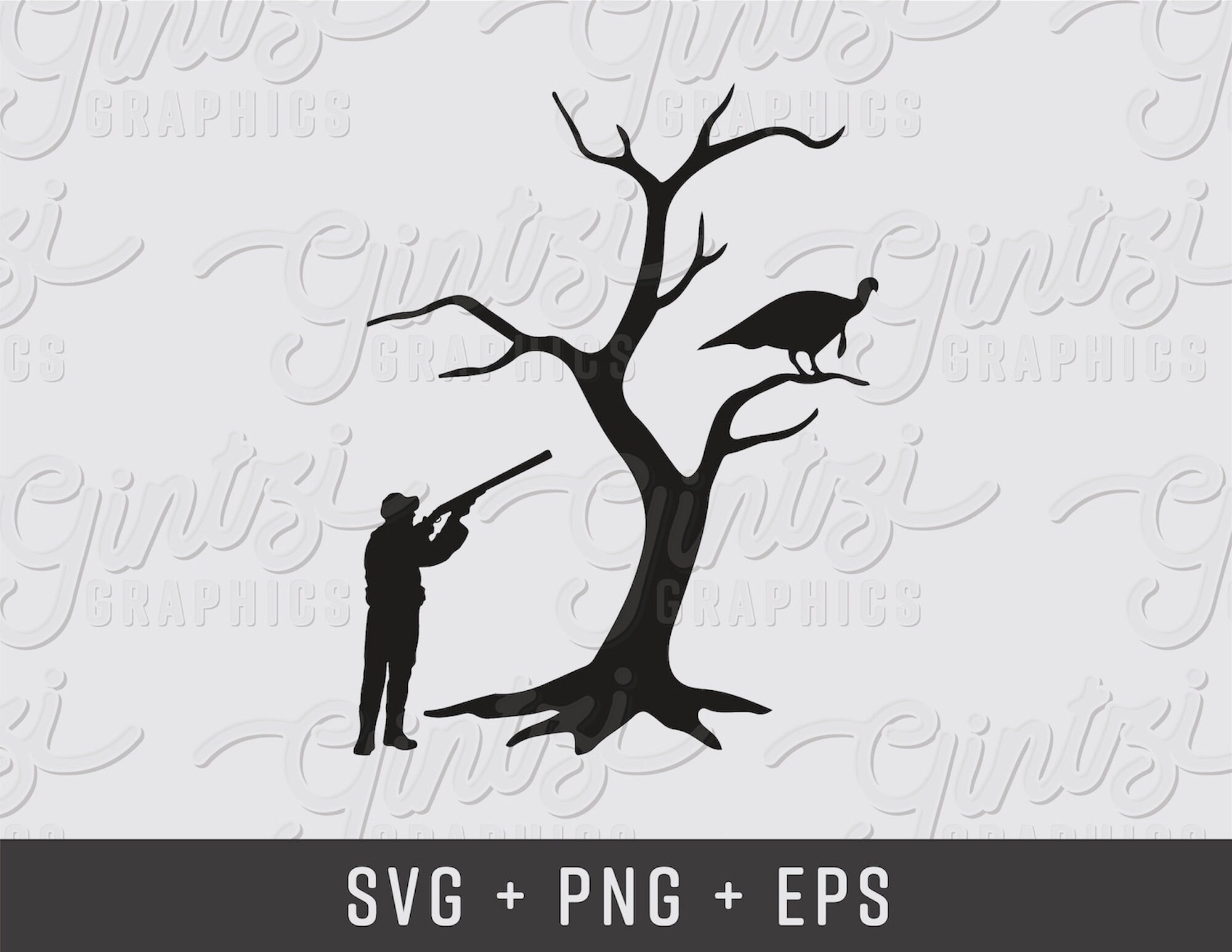 Turkey in Tree SVG Turkey Hunter Turkey Hunting Hunting - Etsy