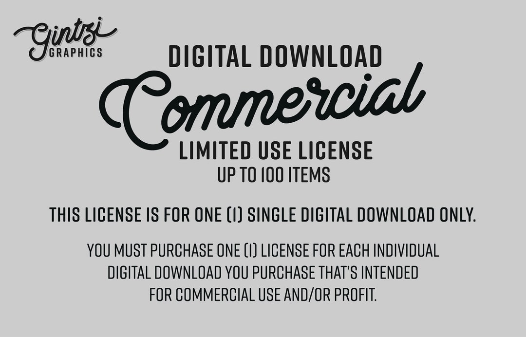 COMMERCIAL USE LICENSE - Single / Individual Digital File - Etsy