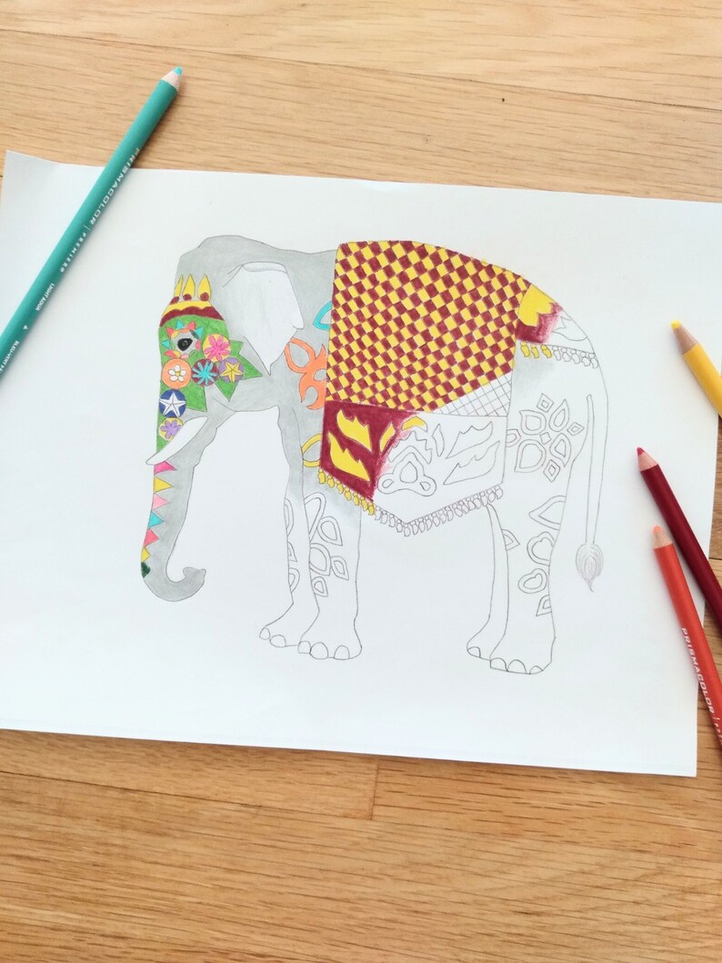 Elephant Coloring Page Print Out - Etsy