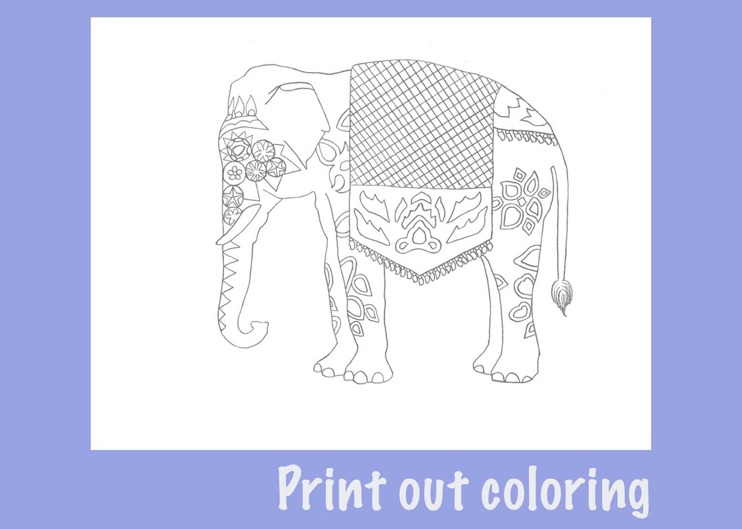 Elephant Coloring Page Print Out - Etsy