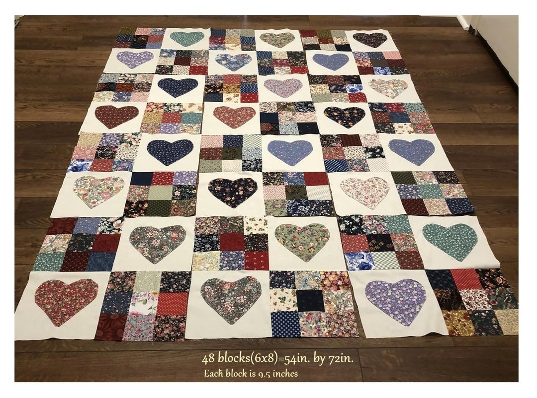 9 Patch & Heart Applique Quilt Block Set - Etsy