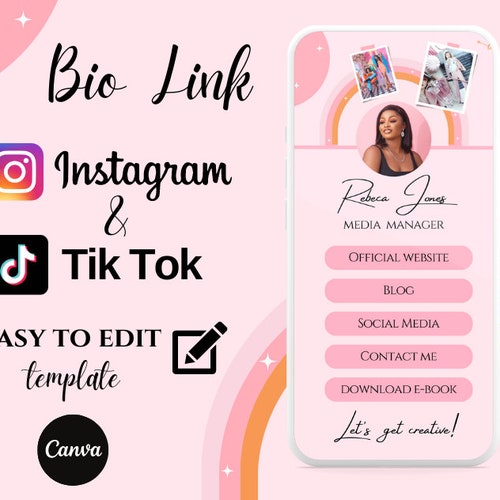 Instagram Link in Bio Template Canva Website DARK MODE - Etsy