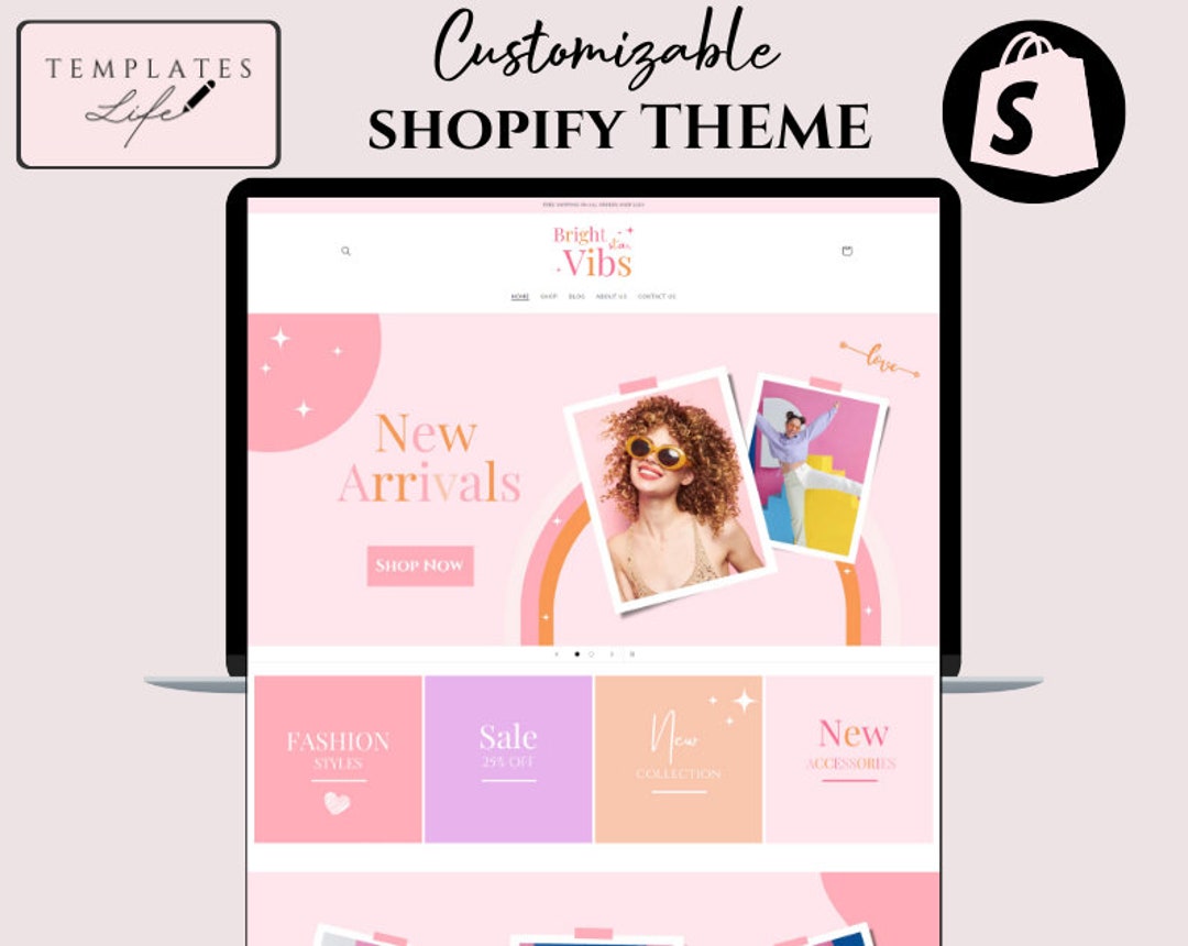 Website Shopify Theme Template Pastel Website Boutique - Etsy
