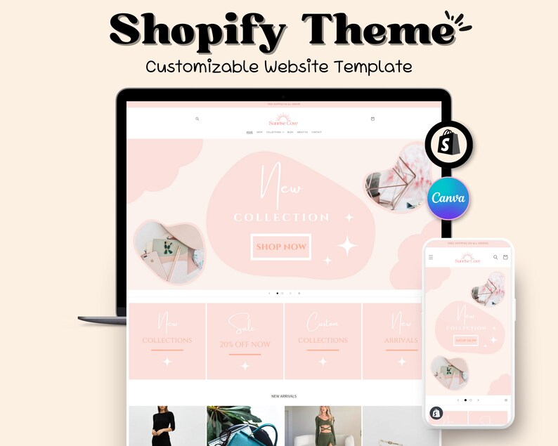 Shopify Theme Template Boutique Website Design Shopify Ecommerce ...