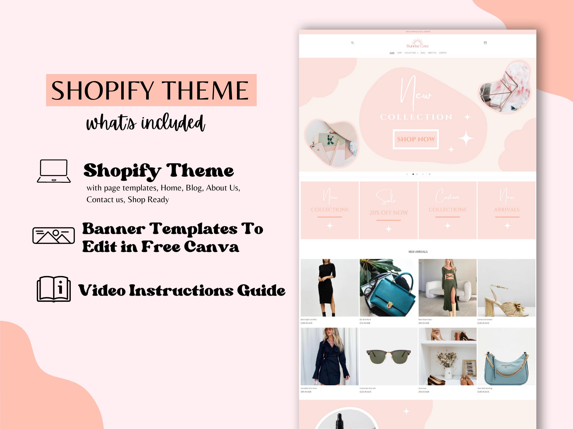 Shopify Theme Template Boutique Website Design Shopify Ecommerce ...