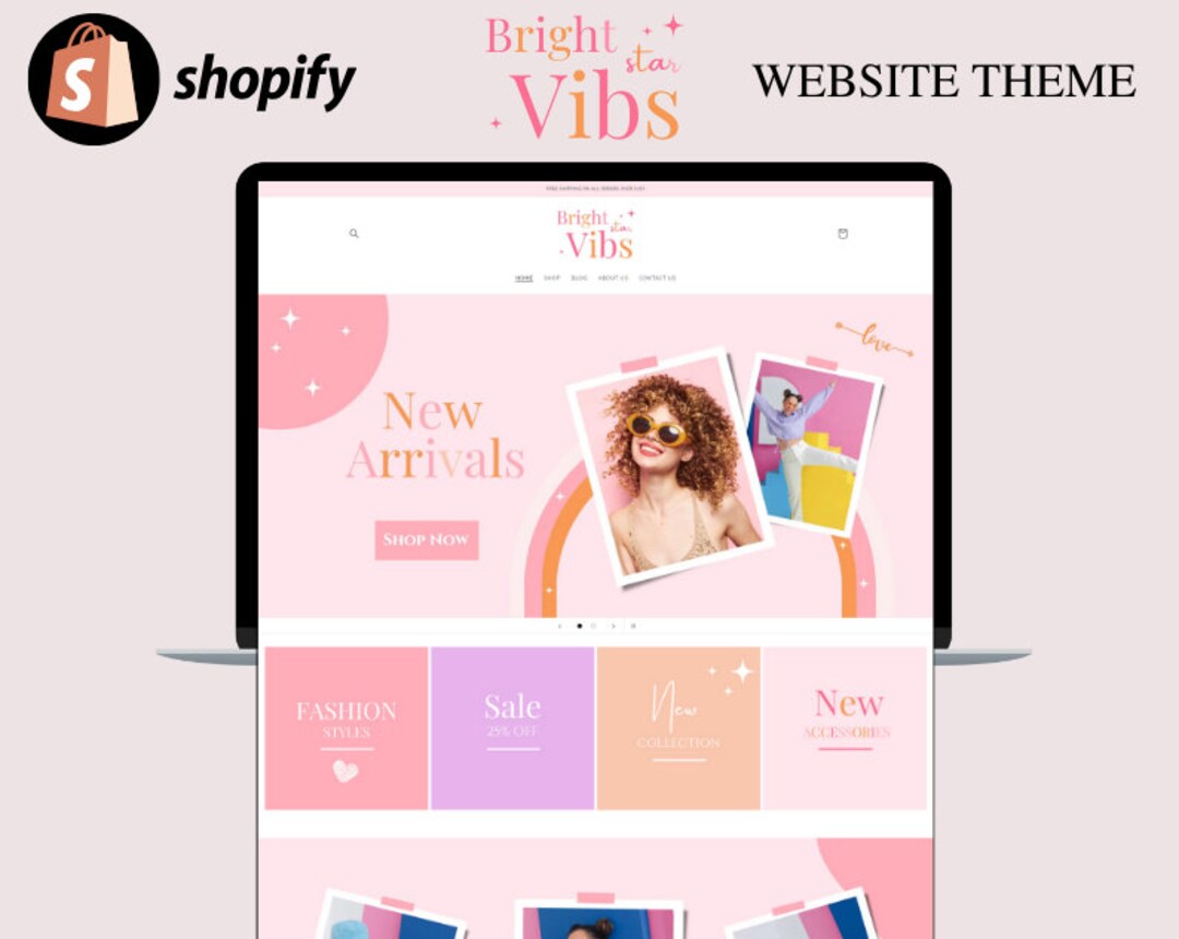 Shopify Website Theme Template, Small Business Ecommerce Customisable ...