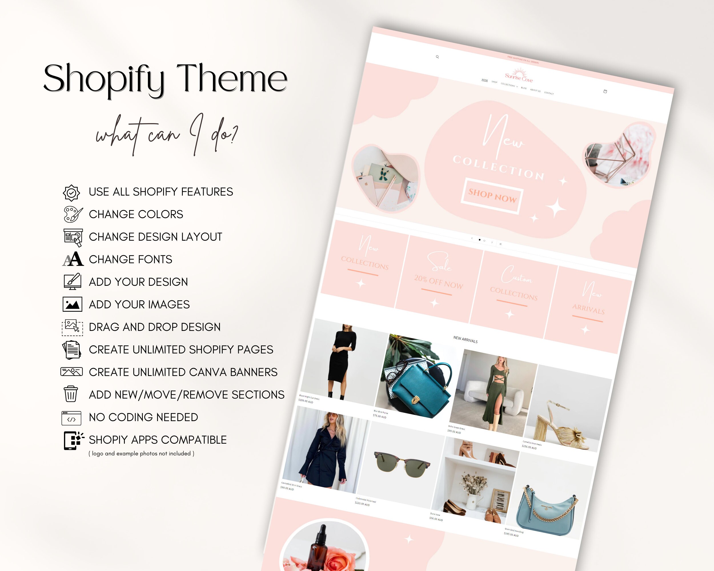 Shopify Theme Template Boutique Website Design Shopify Ecommerce ...