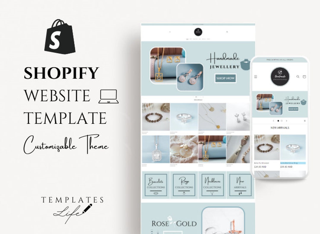 Shopify Website Theme Template, Small Business Ecommerce Customisable ...