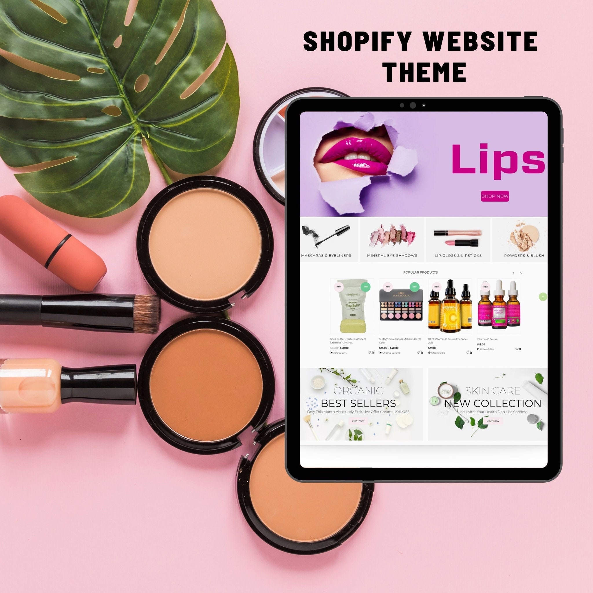 SHOPIFY WEBSITE THEME Cosmetics Website Template Makeup Etsy