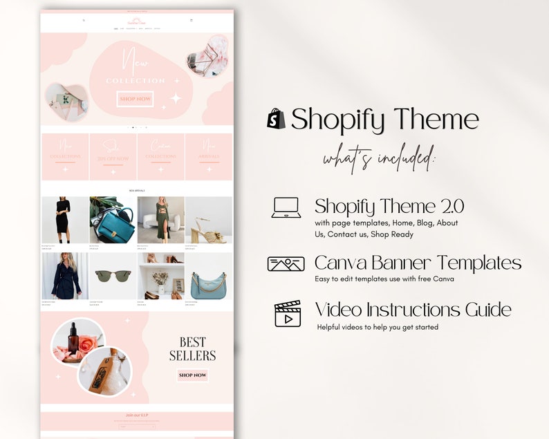 Shopify Theme Template Boutique Website Design Shopify Ecommerce ...