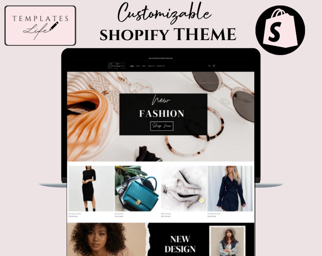 Shopify Theme Template Boutique Webiste Design Shopify Website Template ...