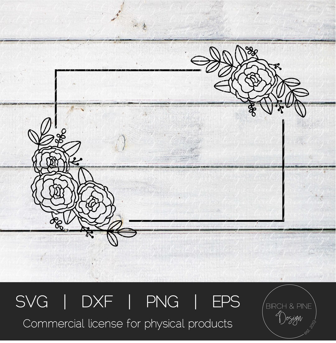 Rectangle Floral Frame SVG | Frame Svg | Monogram Svg | Floral Svg ...