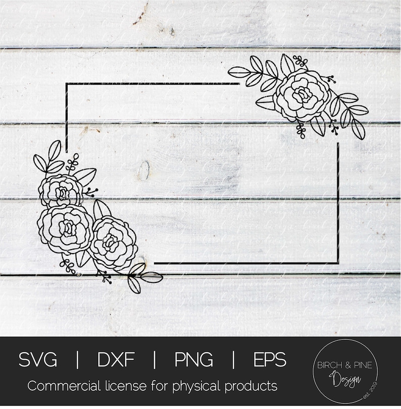 Rectangle Floral Frame SVG Frame Svg Monogram Svg Floral | Etsy