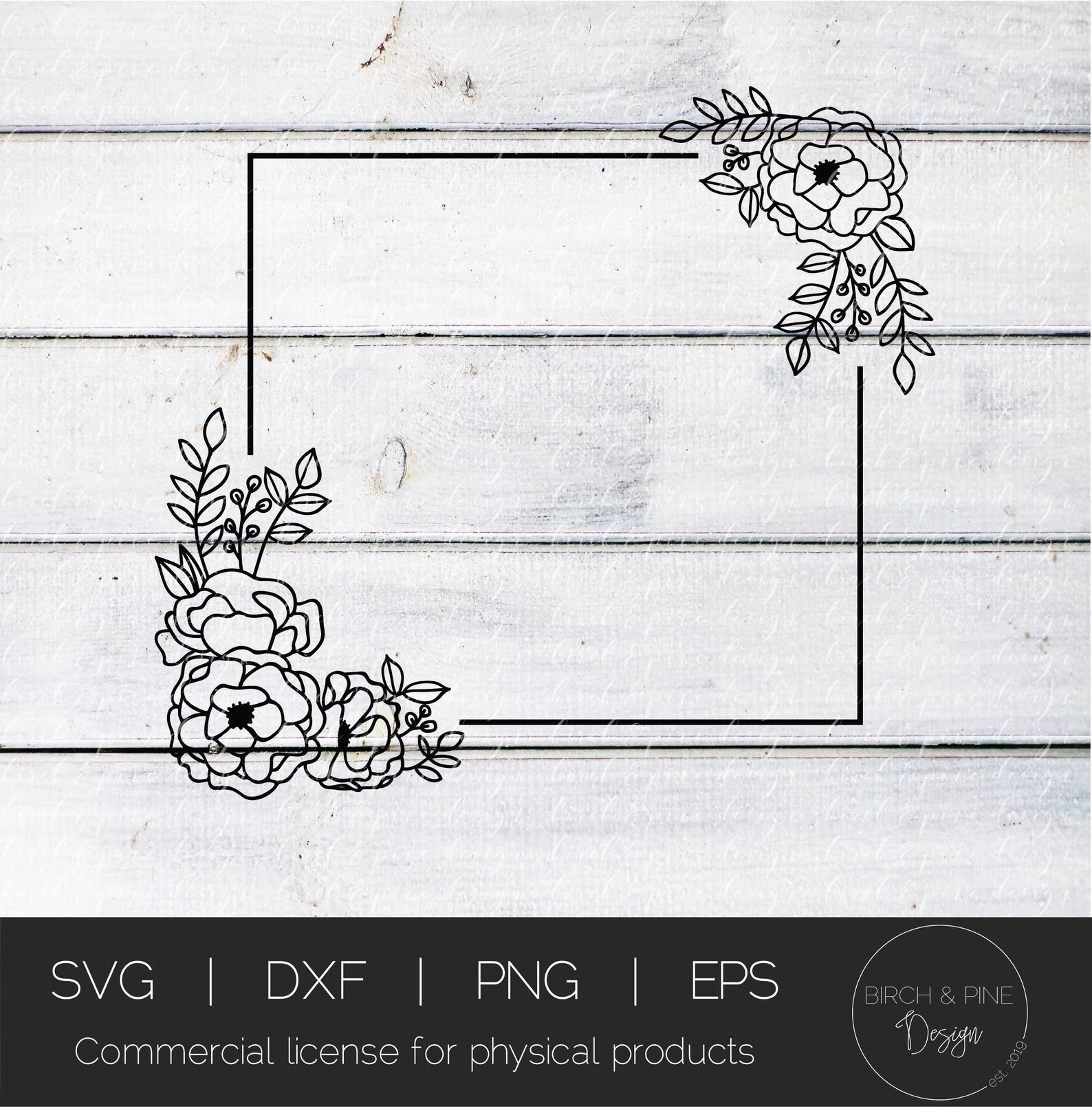 Square Floral Frame SVG Frame Svg Monogram Svg Floral | Etsy