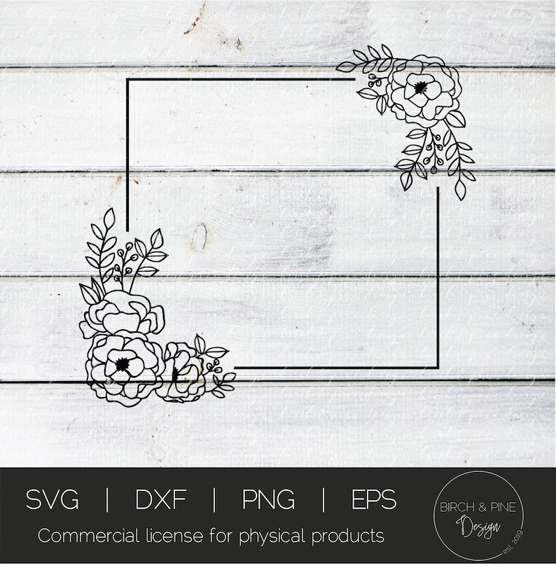 Square Floral Frame SVG Frame Svg Monogram Svg Floral - Etsy