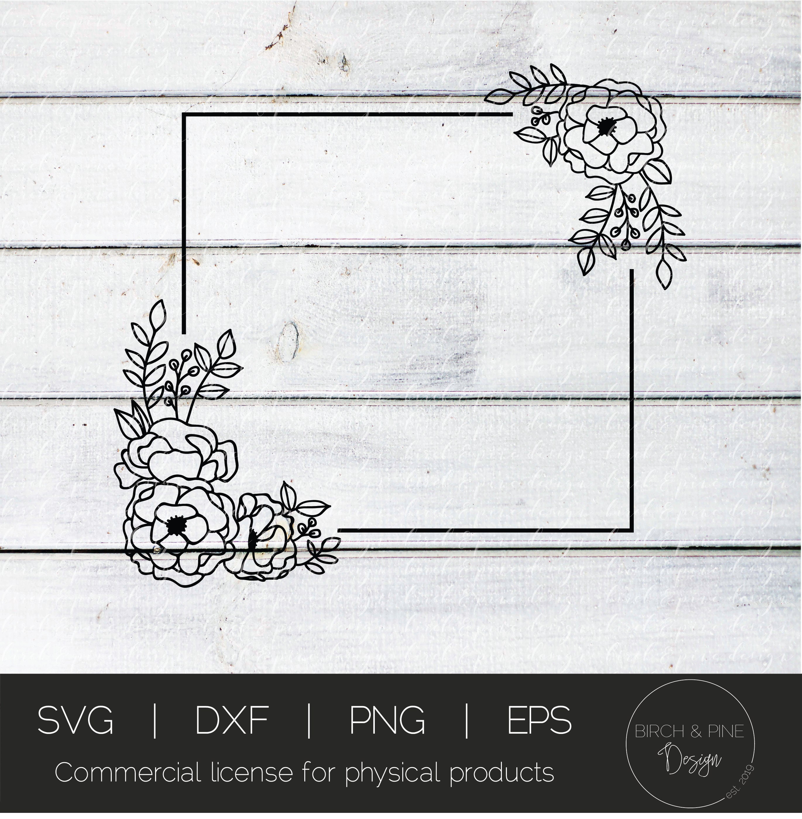 Square Floral Frame SVG Frame Svg Monogram Svg Floral - Etsy