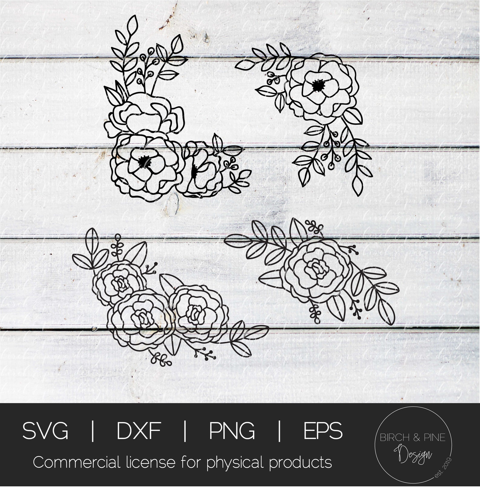 Hand Drawn Floral SVG | Floral Accents Svg | Flowers Svg | Flower Frame ...