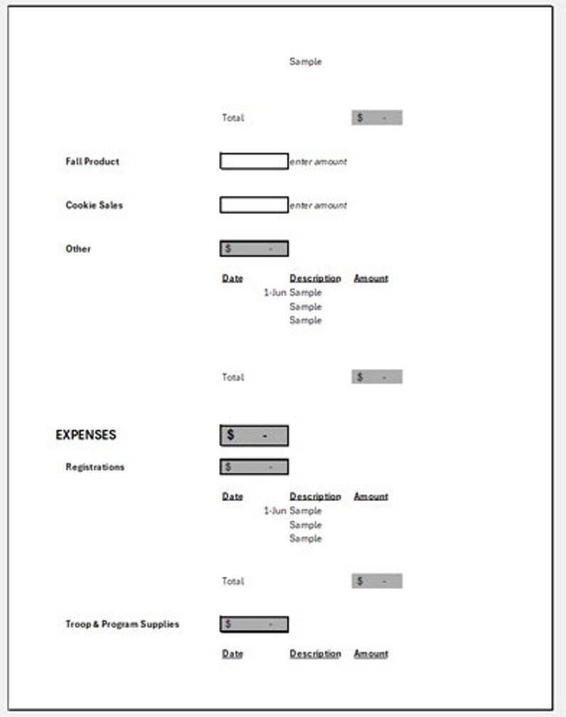 Girl Scout Troop Financial Tracking and Annual Finance Report Template - Etsy