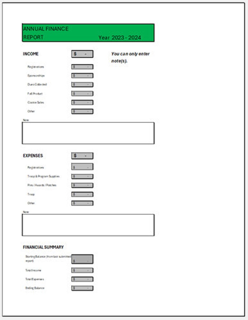 Girl Scout Troop Financial Tracking and Annual Finance Report Template - Etsy