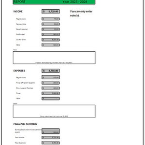 Girl Scout Troop Financial Tracking and Annual Finance Report Template - Etsy