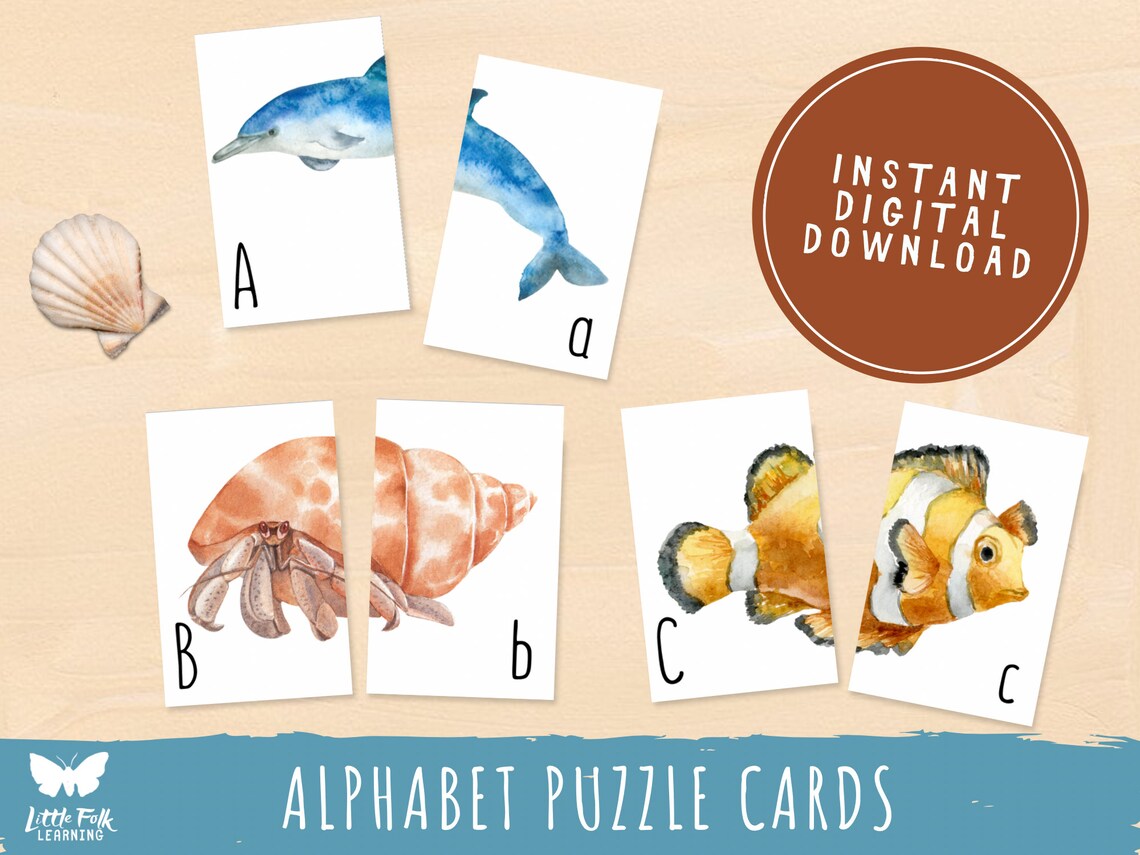 Alphabet Match Puzzle Cards // Montessori Printable Flash | Etsy