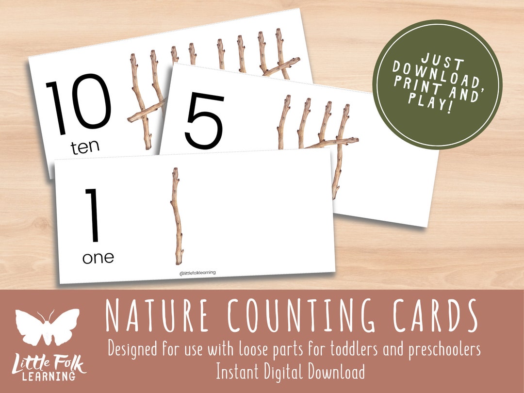 Nature Counting Cards // Montessori Printable Flash Cards // Reggio ...