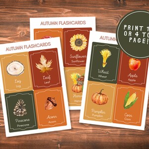 Autumn Flash Cards // Printable // Montessori // Homeschool // - Etsy