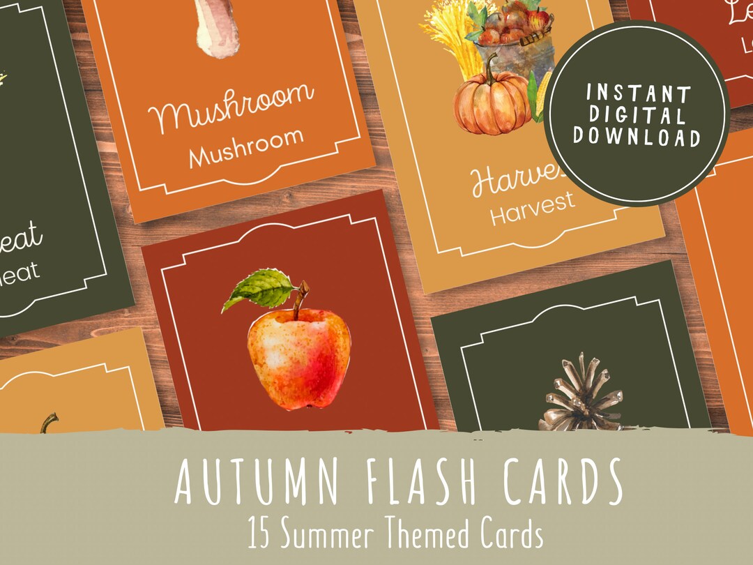 Autumn Flash Cards // Printable // Montessori // Homeschool // - Etsy