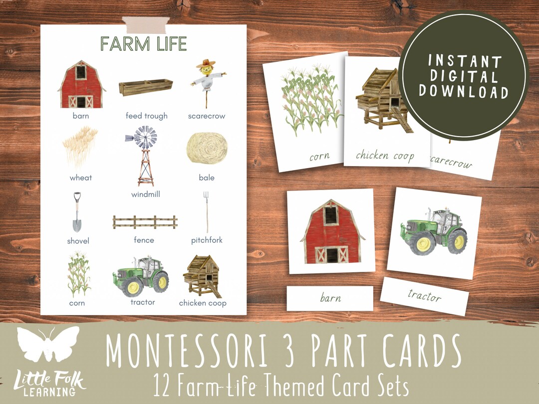 Farm Life Montessori 3 Part Cards // Preschool Printable // Preschool ...