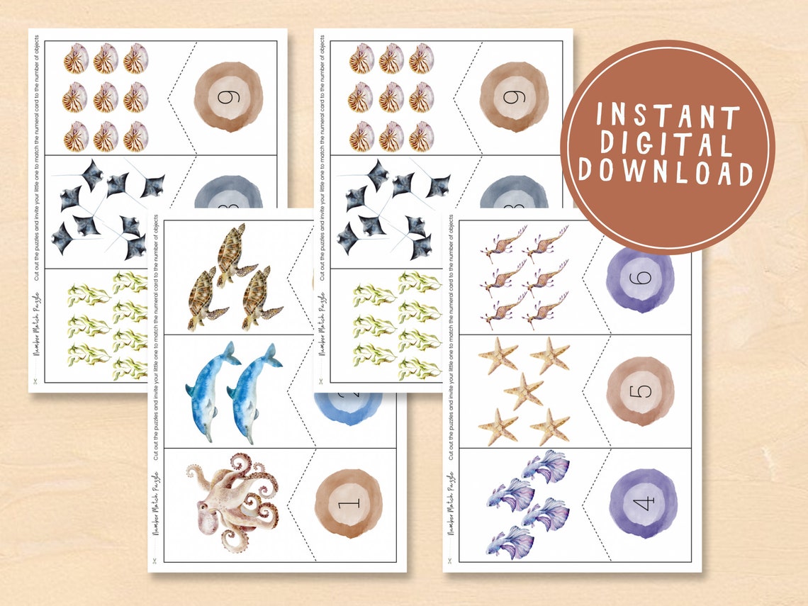 Count and Match Puzzle Cards // Montessori Printable Flash Cards ...