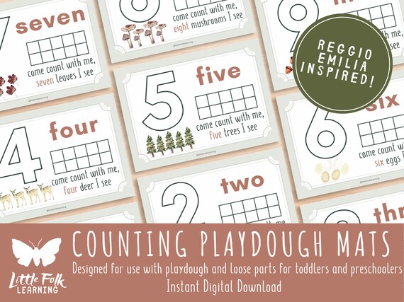 Counting Playdough Mat // Nature Collection // Counting | Etsy