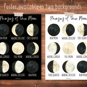 Moon Phases Montessori 3 Part Cards // Preschool Printable // Preschool ...