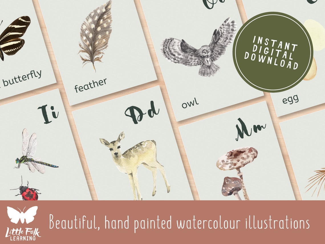 Nature Alphabet Cards // Montessori Printable Alphabet Flash - Etsy