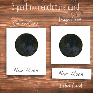 Moon Phases Montessori 3 Part Cards // Preschool Printable // Preschool ...