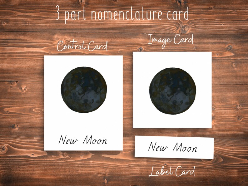 Moon Phases Montessori 3 Part Cards // Preschool Printable // Preschool ...