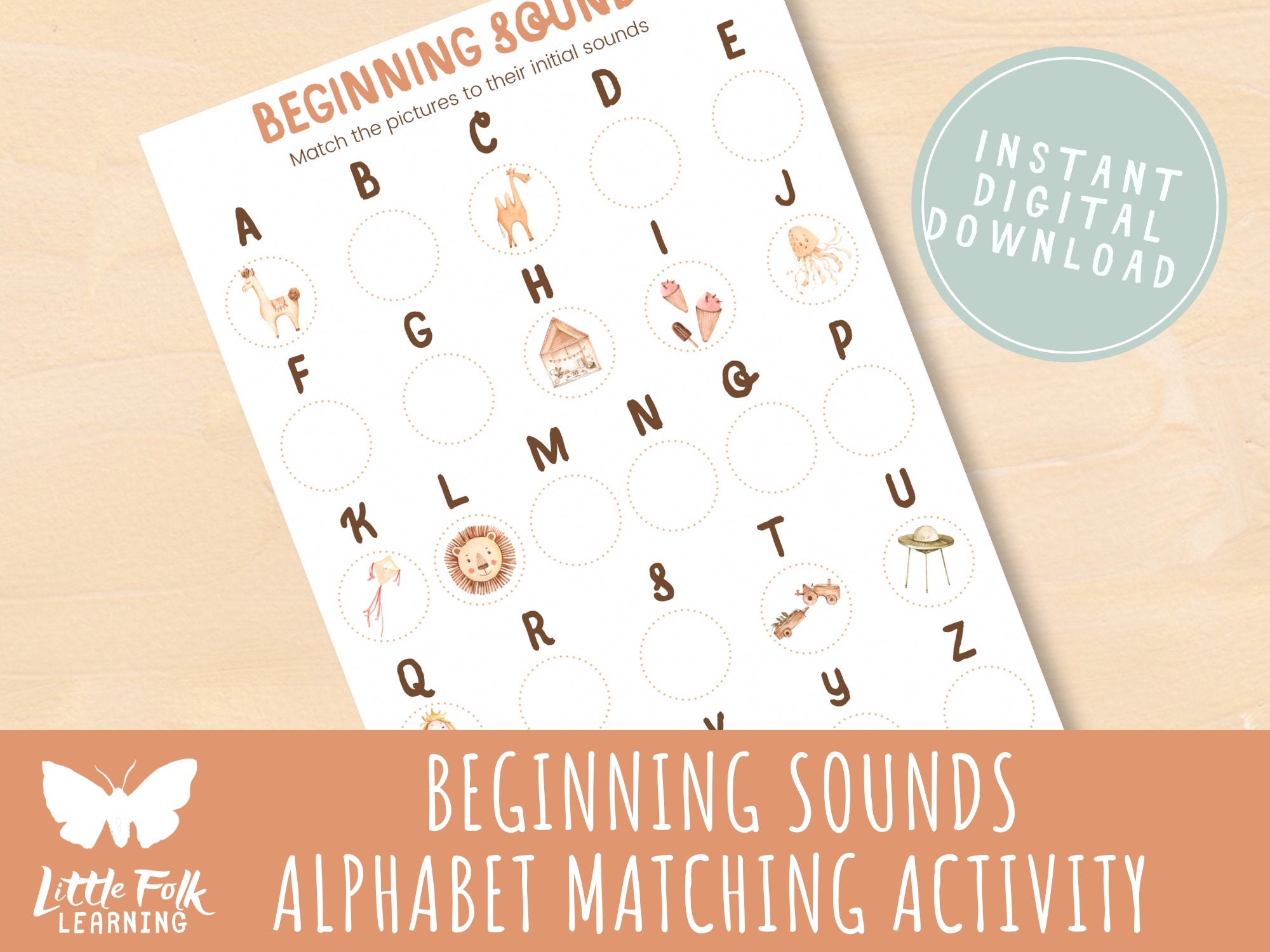 Beginning Sounds // Alphabet Match // Preschool Printable // - Etsy