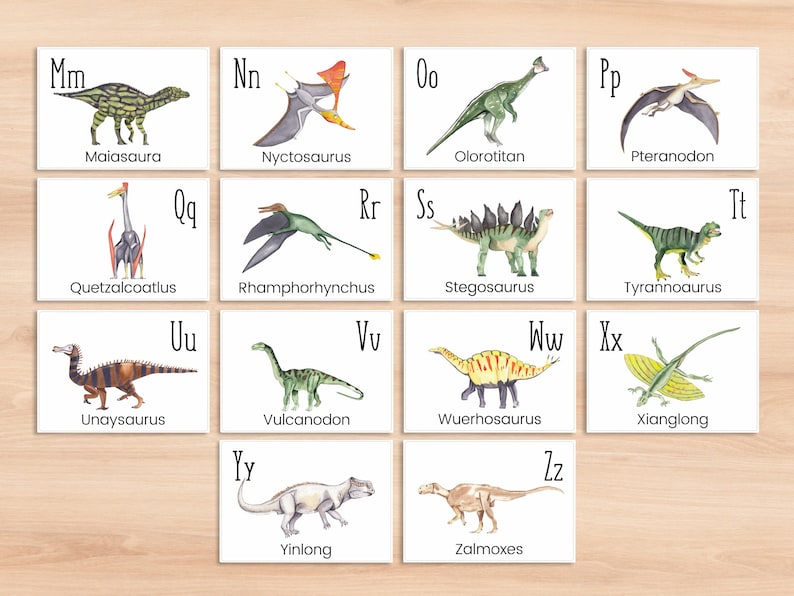 Dinosaur Flash Cards // Printable // Montessori // Homeschool - Etsy