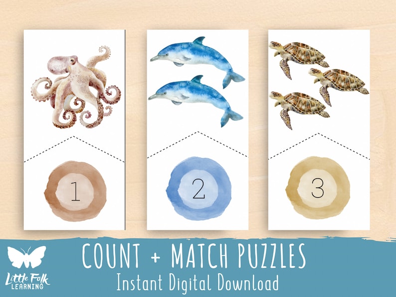 Count and Match Puzzle Cards // Montessori Printable Flash Cards ...