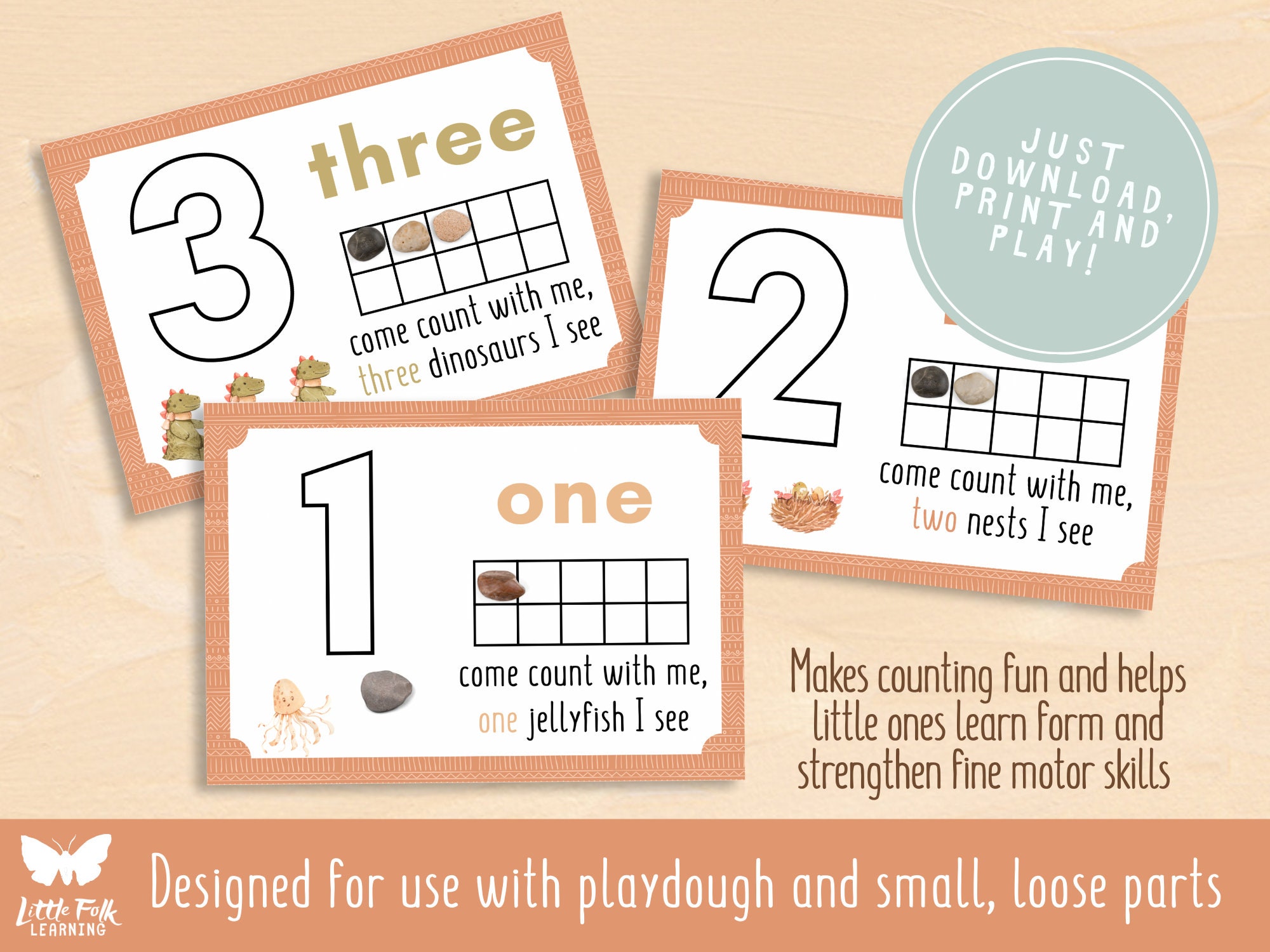 Counting Playdough Mat // Printable // Playdough Mat // Montessori ...