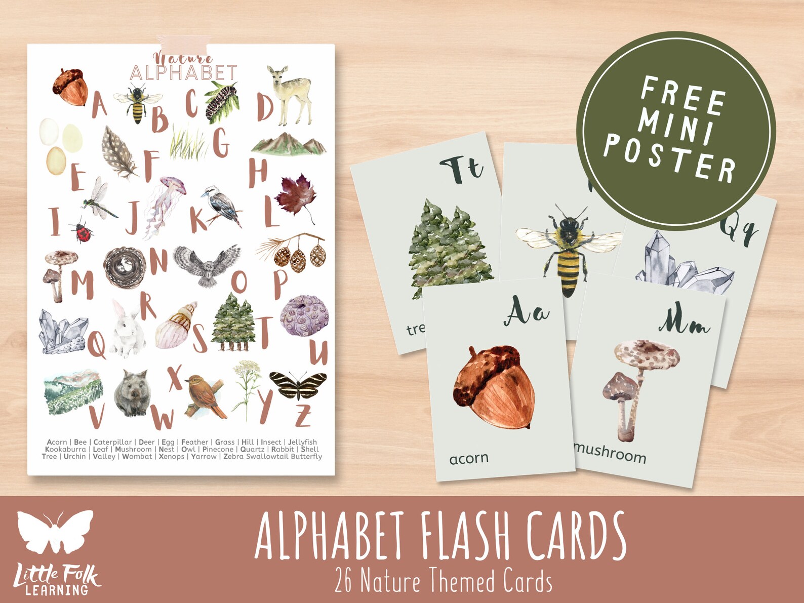 Nature Alphabet Cards // Montessori Printable Alphabet Flash - Etsy