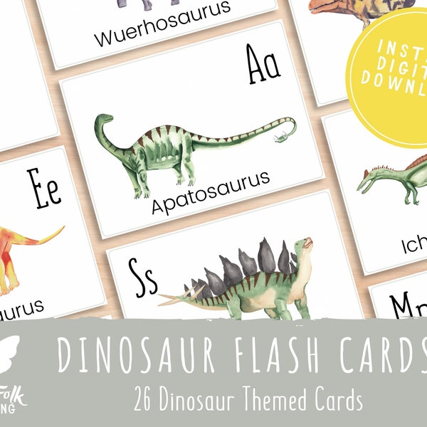 Dinosaur Flash Cards Printable - Etsy