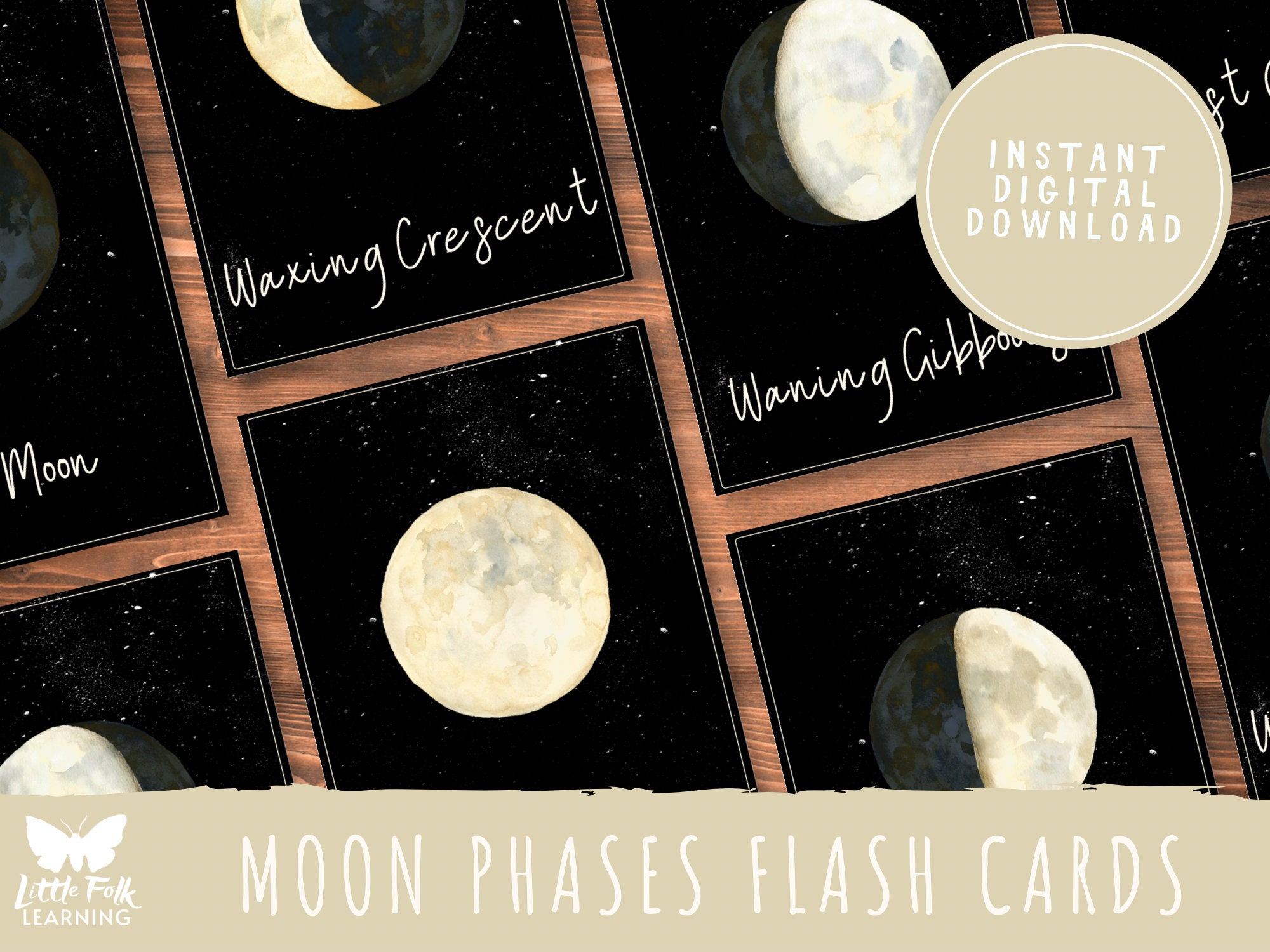 Moon Phase Flash Cards // Montessori Printable Flash Cards ...