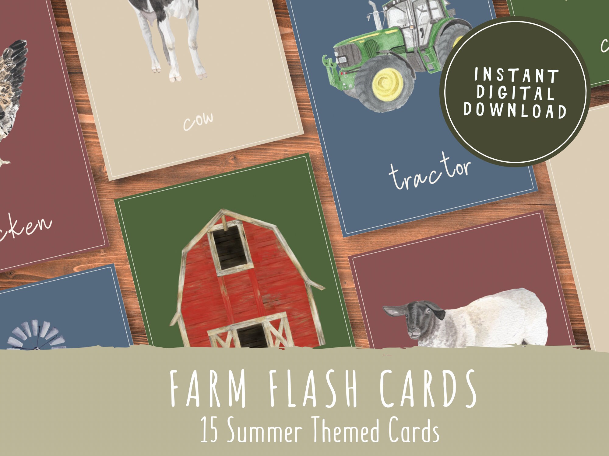 Farm Flash Cards // Printable // Montessori // Homeschool // Preschool ...