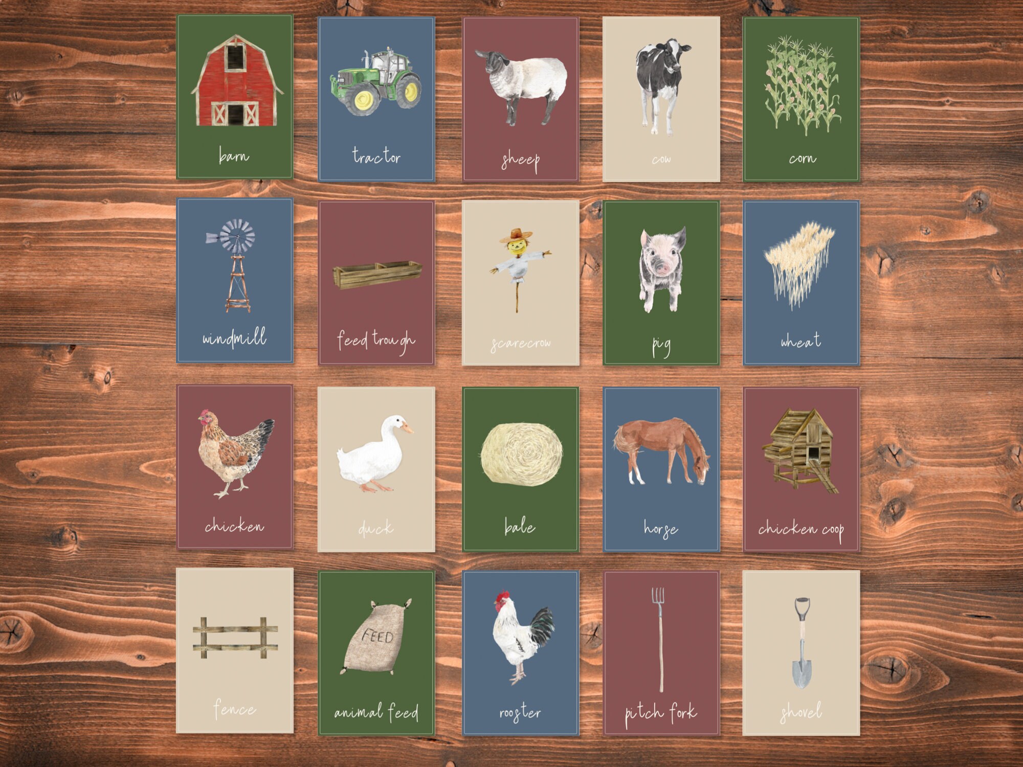 Farm Flash Cards // Printable // Montessori // Homeschool // Preschool ...