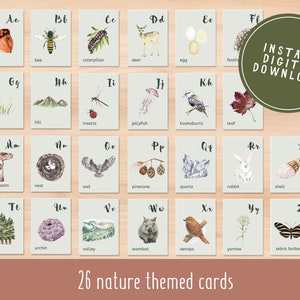 Nature Alphabet Cards // Montessori Printable Alphabet Flash Cards ...